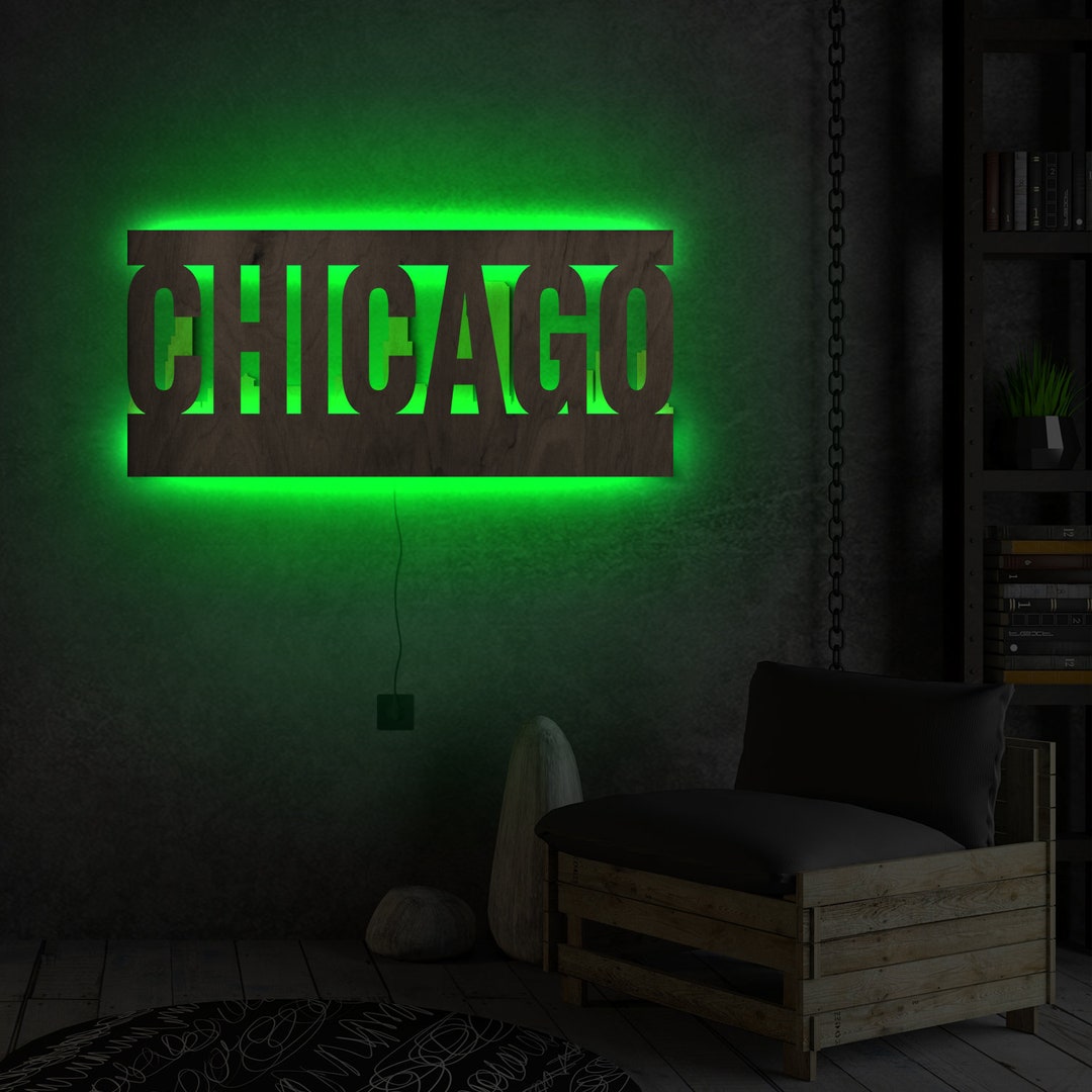 Chicago Neon Sign, Chicago Skyline Light up Sign, City Neon Sign ...