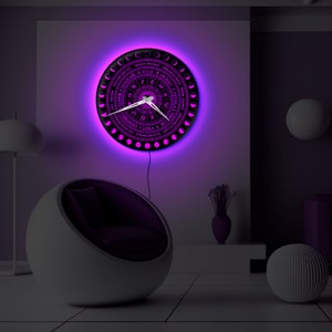 Lunar Wall Clock, Moon Phase Clock, Astrology Wall Clock, Led Wall ...