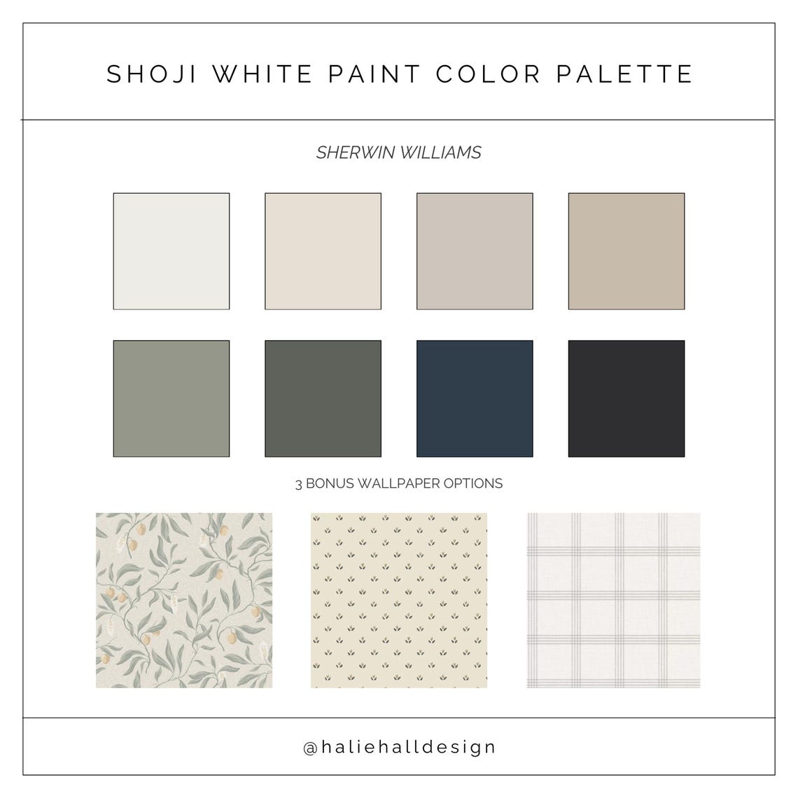 Sherwin Williams Shoji White Color Palette | House Paint Palette ...