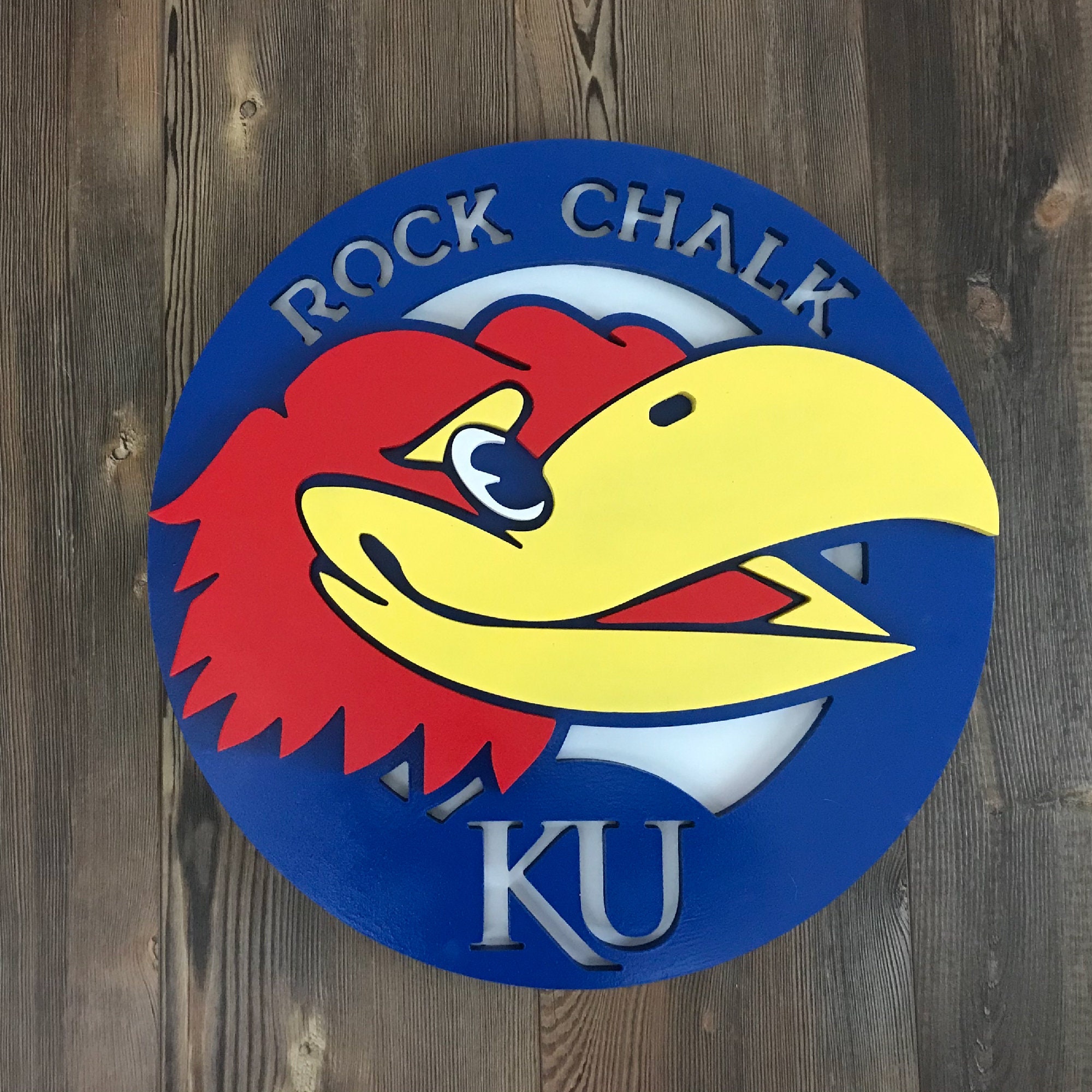 Large KU Jayhawks Wood Sign Kansas University 6 12 - Etsy