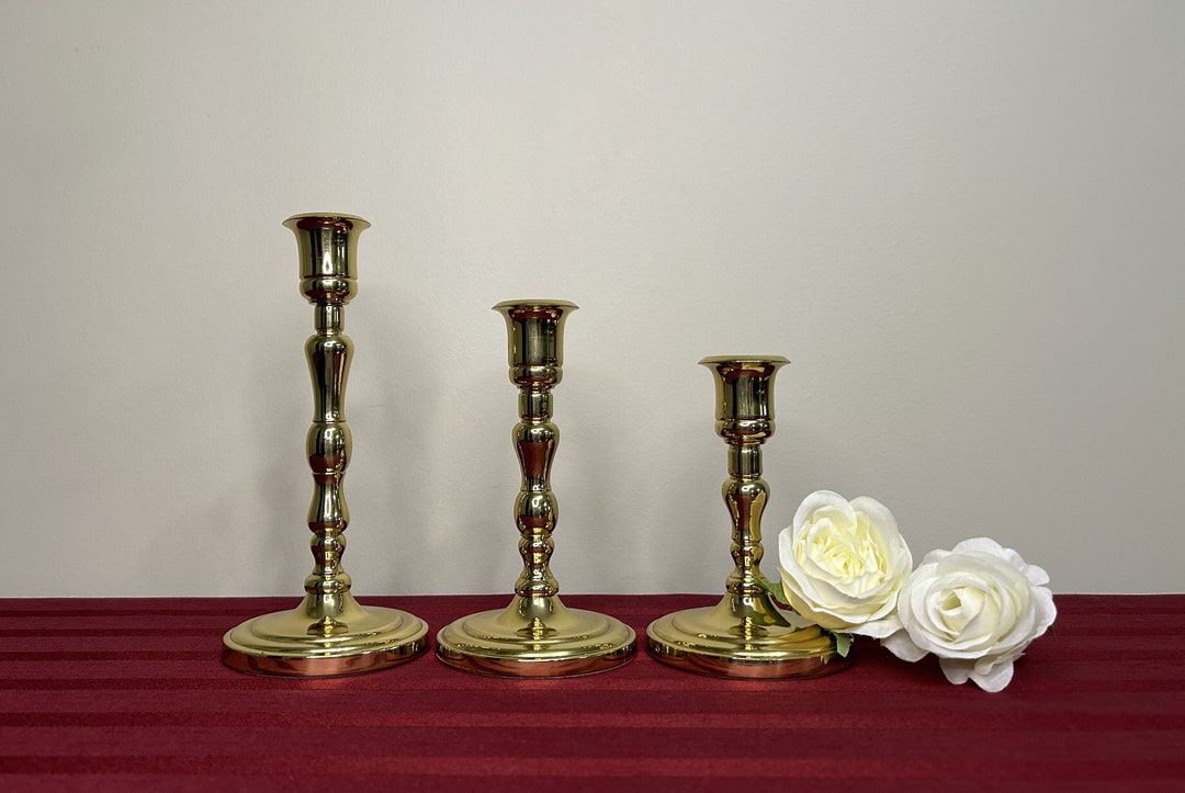 P9249 Partylite Deluxe Brass Candlestick Trio - Etsy