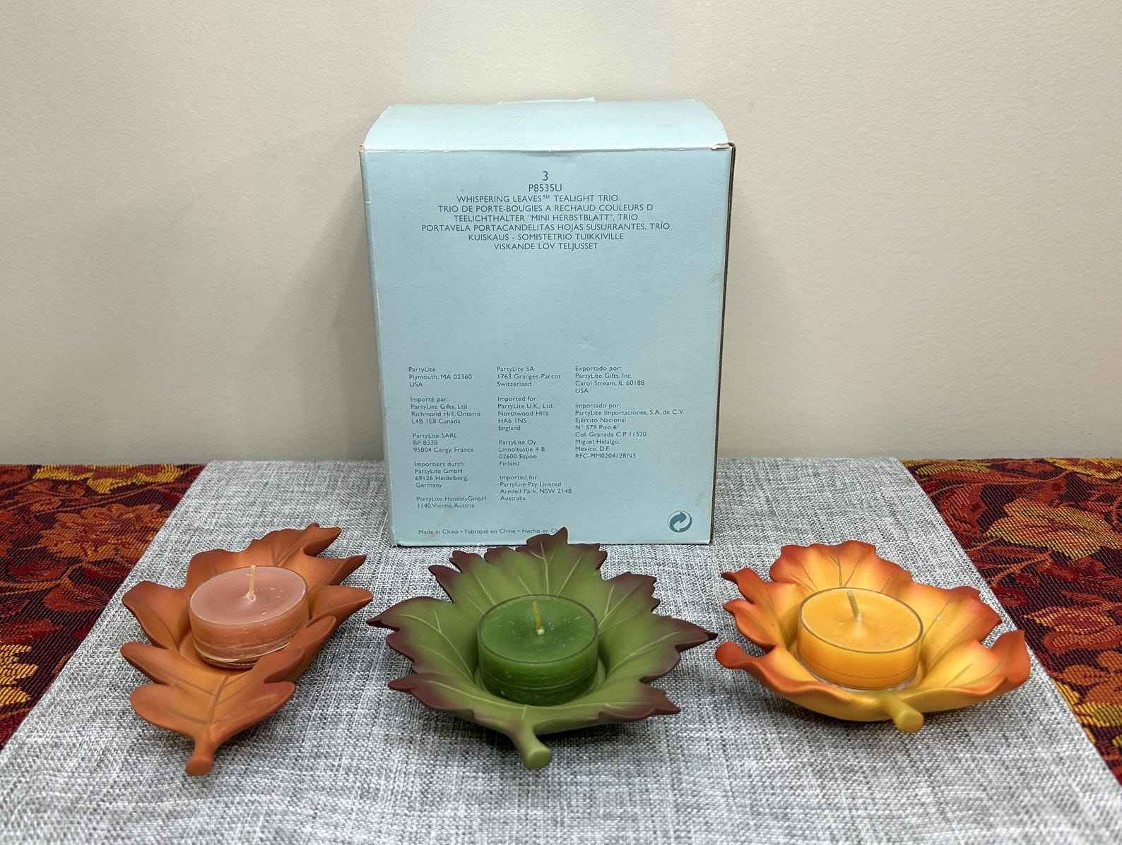 P7597 Partylite Whispering Leaves Tealight Trio Candle Holder Set - Etsy