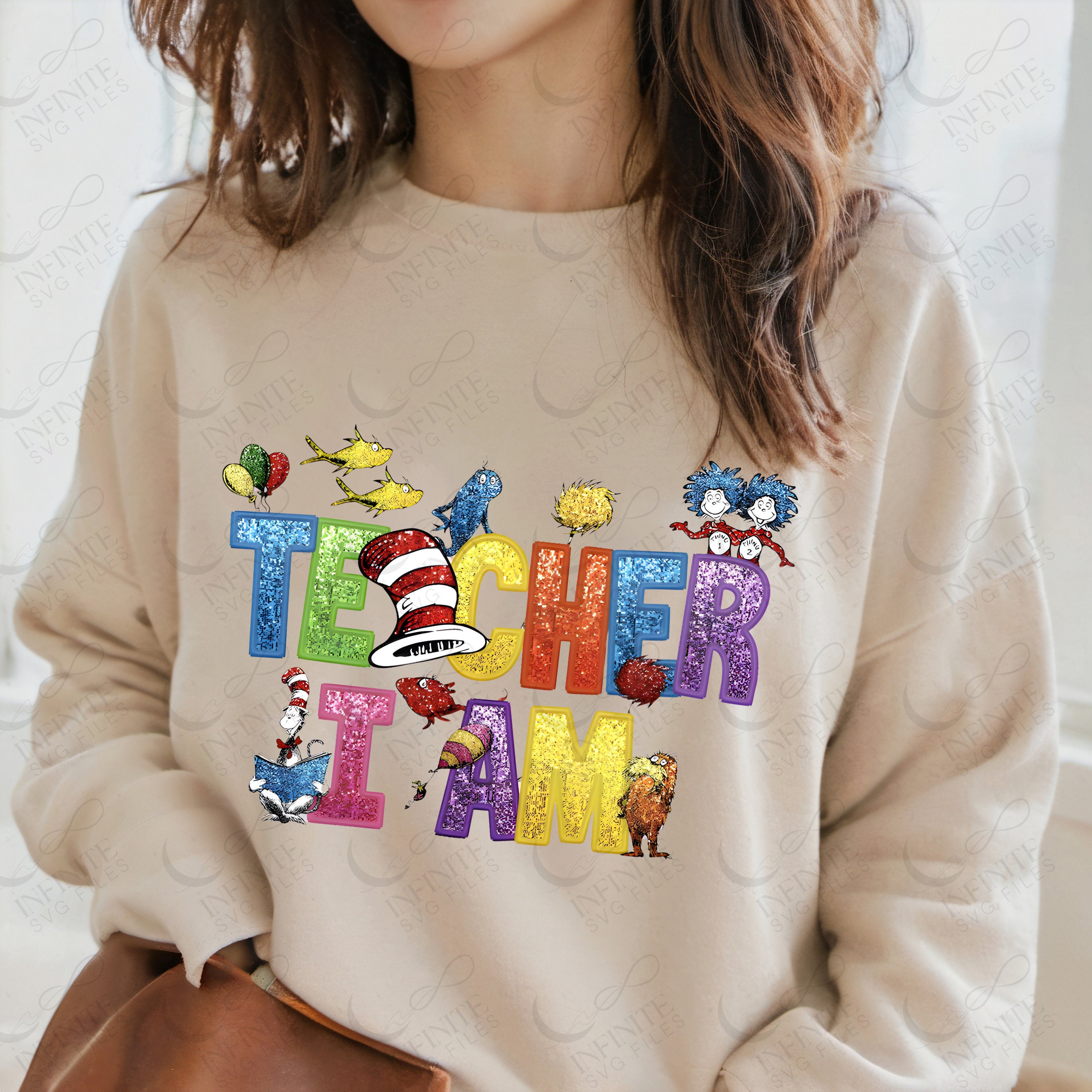 Dr Seuss Teacher Svg Png Teacher I Am Custom Dtf Transfer Glitter Design Trending Now Cricut Pod