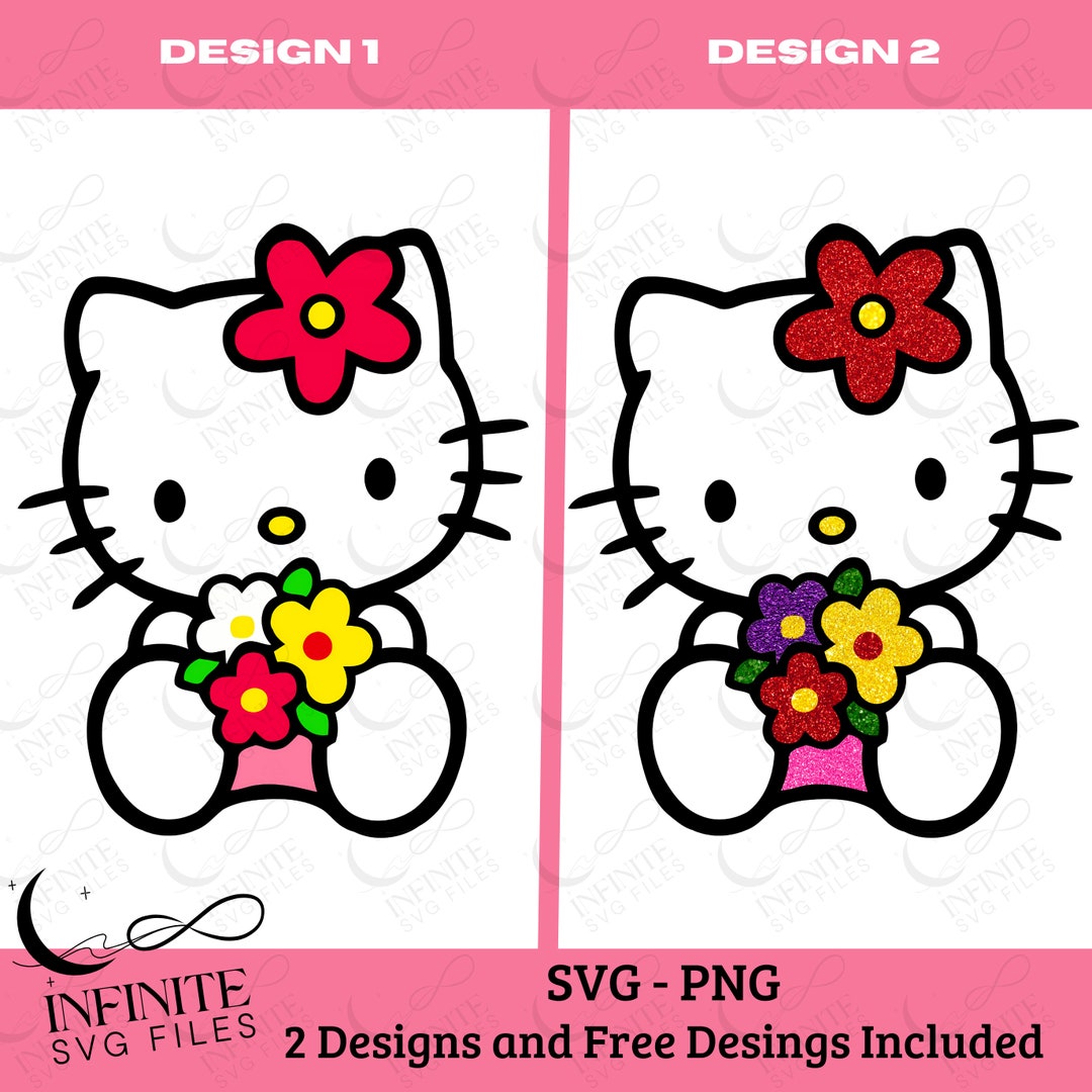 Hello Kittys Glitter Flower Svg Files for Sequin Png Preppy Y2k Shirts ...