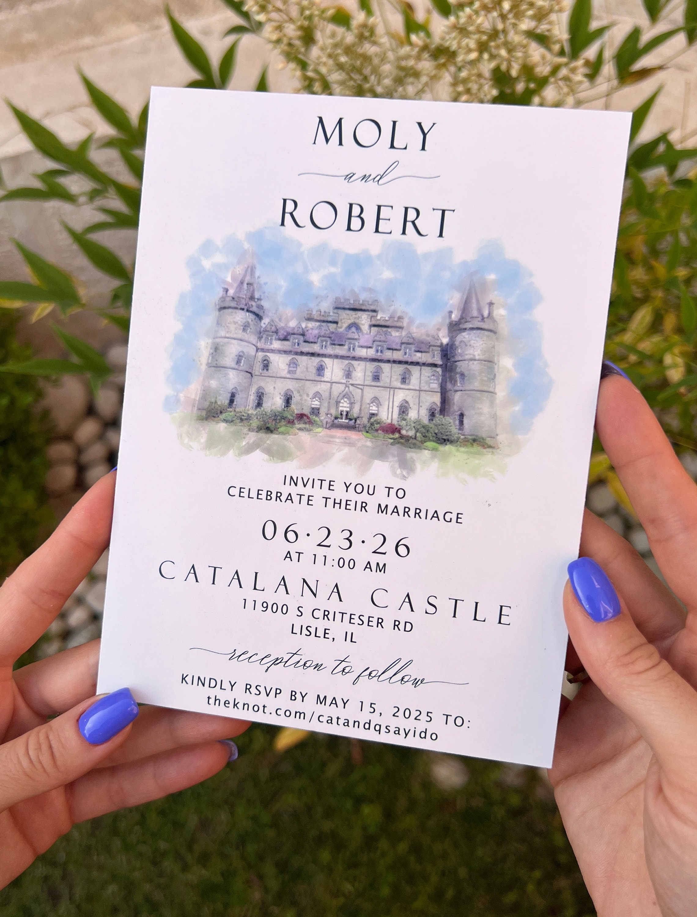 Custom Watercolor Venue Wedding Invitation, Digital Wedding Invitations ...