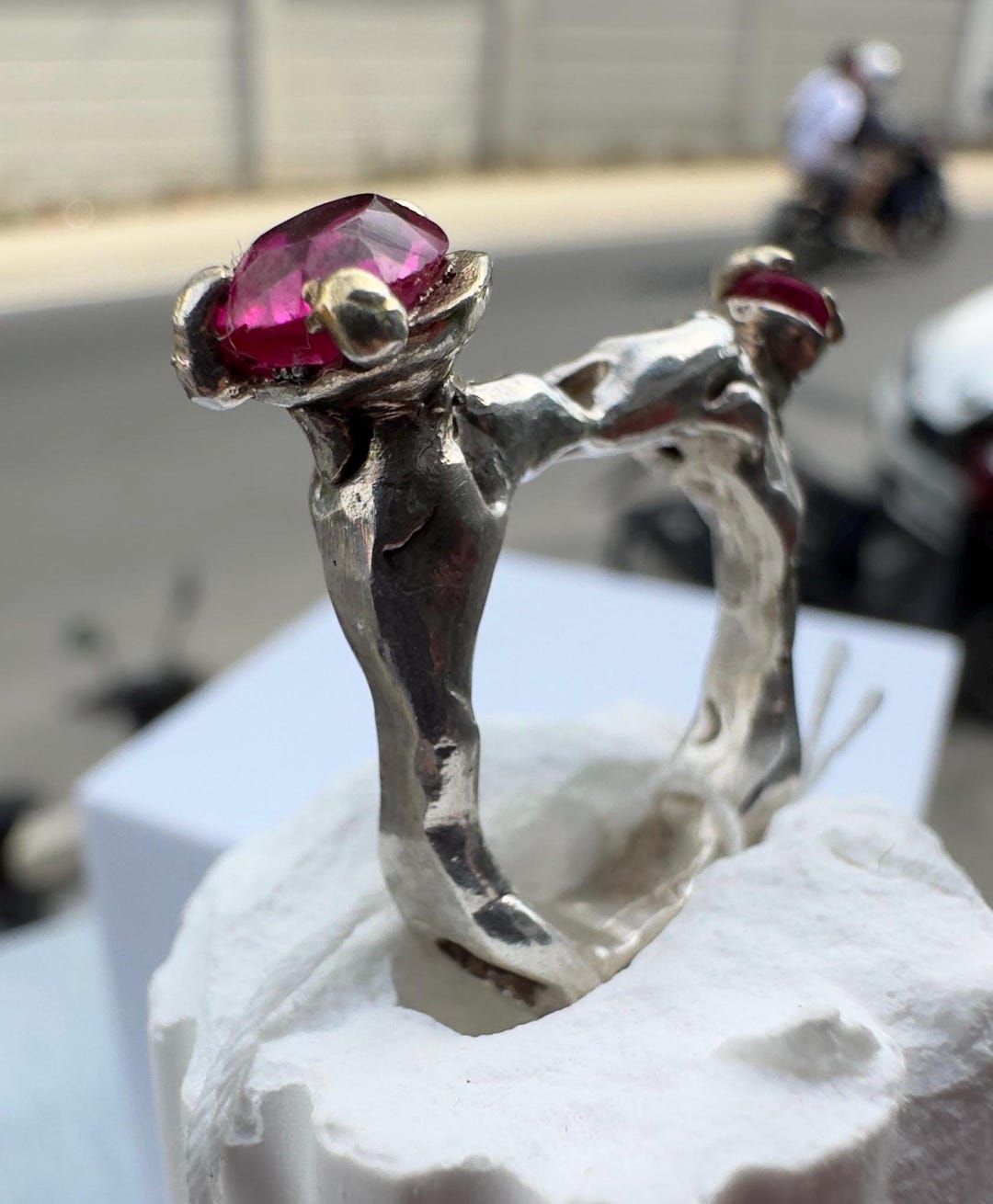 Ring shrek Ruby Accents on Playful Horns - Etsy