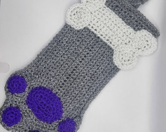 Crochet Pet Stocking With Paw Print - Etsy