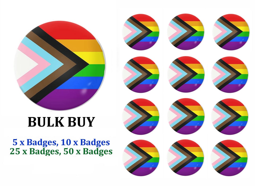 Progress Flag Pride Lgbt Lgbtq Button Pin Badges 25mm 1 Inch Gay
