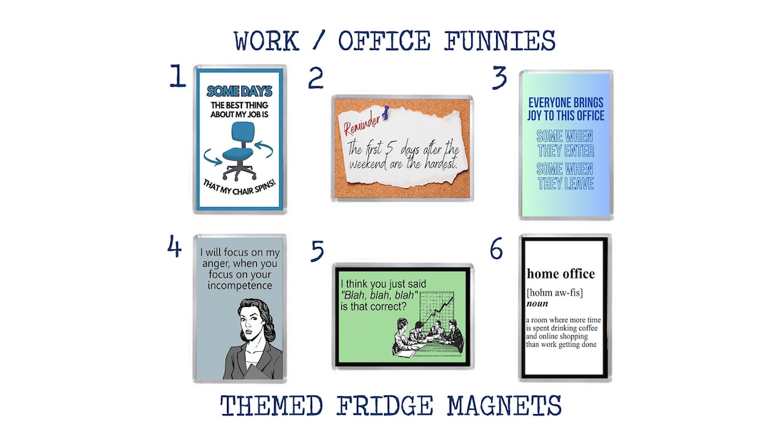 OFFICE / WORKPLACE FUNNIES Themed Fridge Magnets / Keyrings- Funny ...