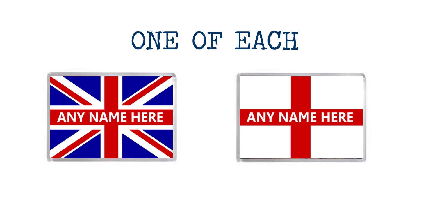 PERSONALISED Union Flag / St Georges Flag / Union Jack Themed Fridge ...