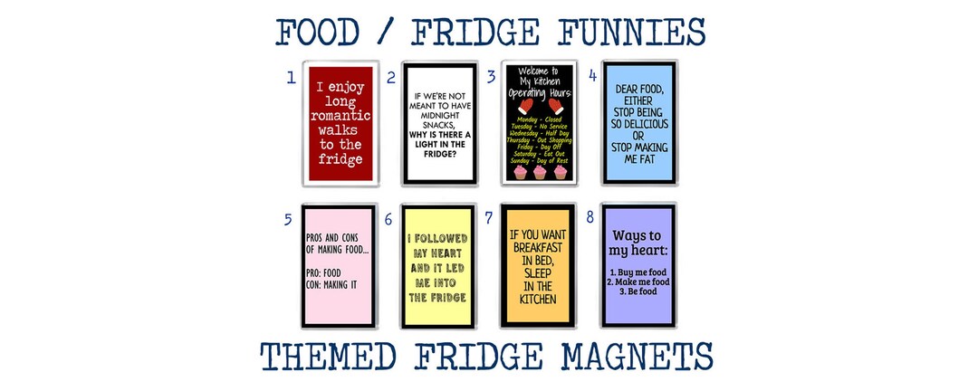 FRIDGE / FOOD FUNNIES Themed Fridge Magnets - Funny Fridge Magnets ...