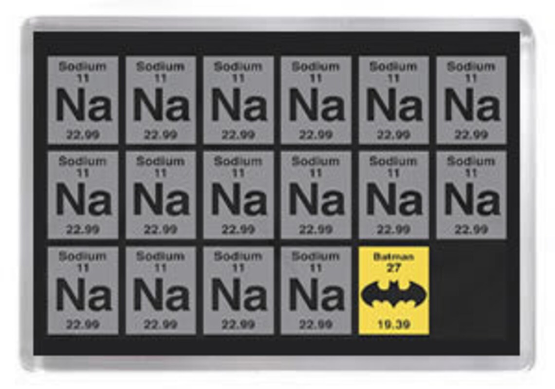 BATMAN Periodic Table / Elements Table themed fridge magnet | Etsy BATMAN Periodic Table / Elements Table themed fridge magnet | Etsy