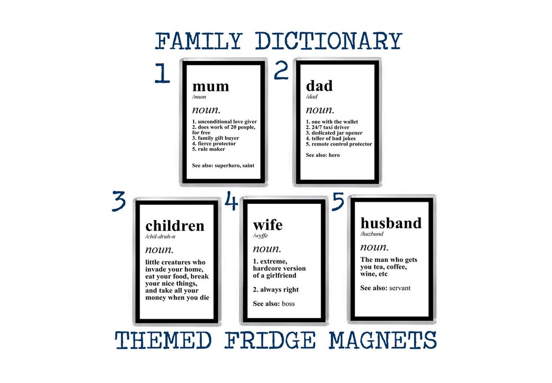 FAMILY DICTIONARY DEFINITIONS Funny Fridge Magnets - Mum, Dad, Children ...