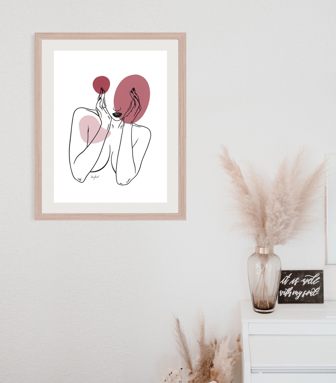 Thoughts, Female Portrait, Line Work, Minimalistic Wall Art, Poster, A5 ...