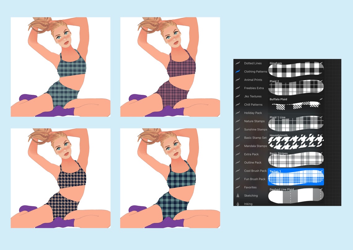 Plaid Procreate Pattern Brush Pack Etsy