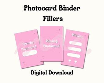 DIGITAL DOWNLOAD Photocard Binder Fillers Kpop Pink Pink Kpop Binder ...