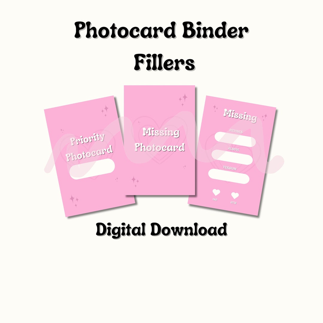DIGITAL DOWNLOAD Photocard Binder Fillers Pink Set Kpop Pink Pink Kpop ...