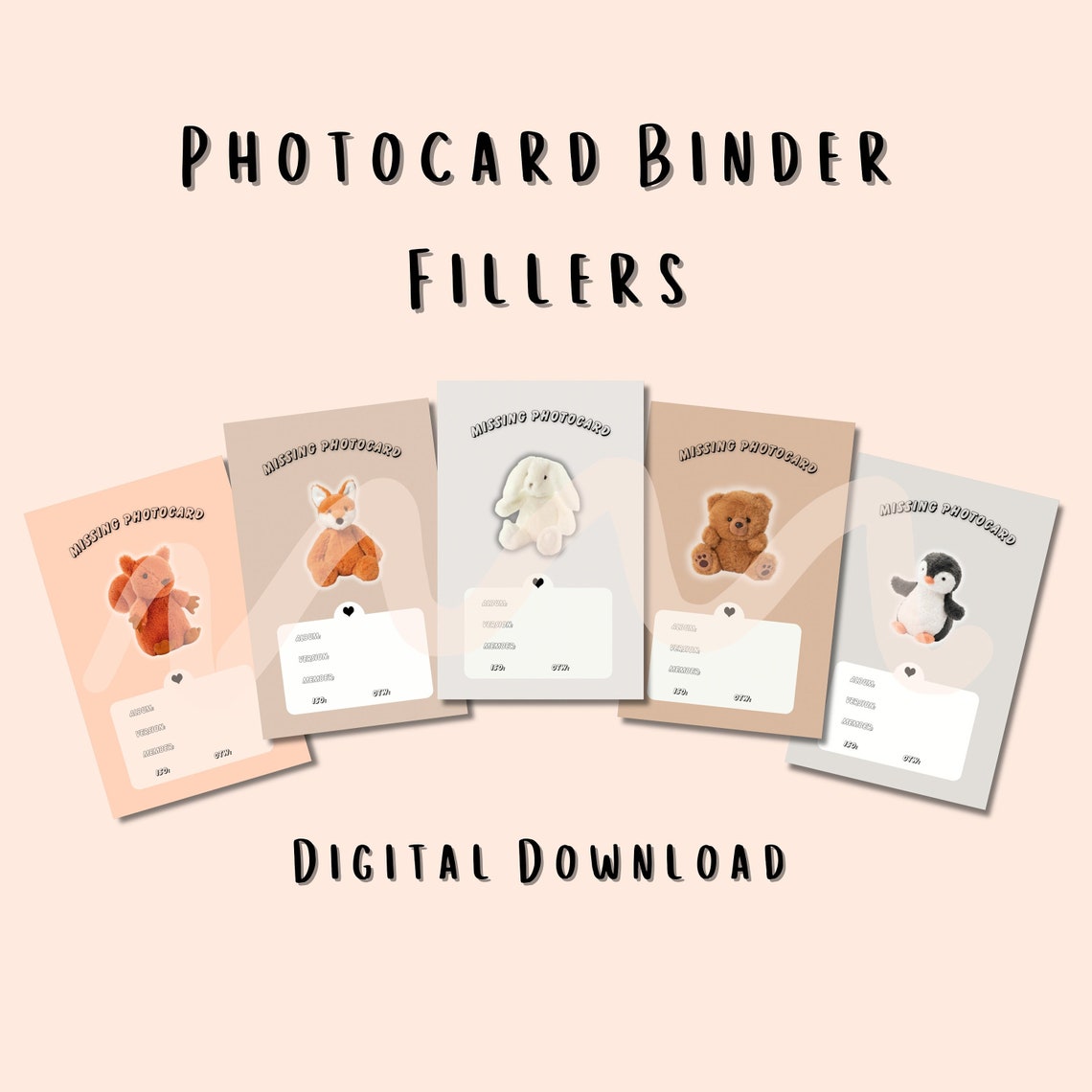 DIGITAL DOWNLOAD Missing Photocard Binder Filler Set Kpop - Etsy
