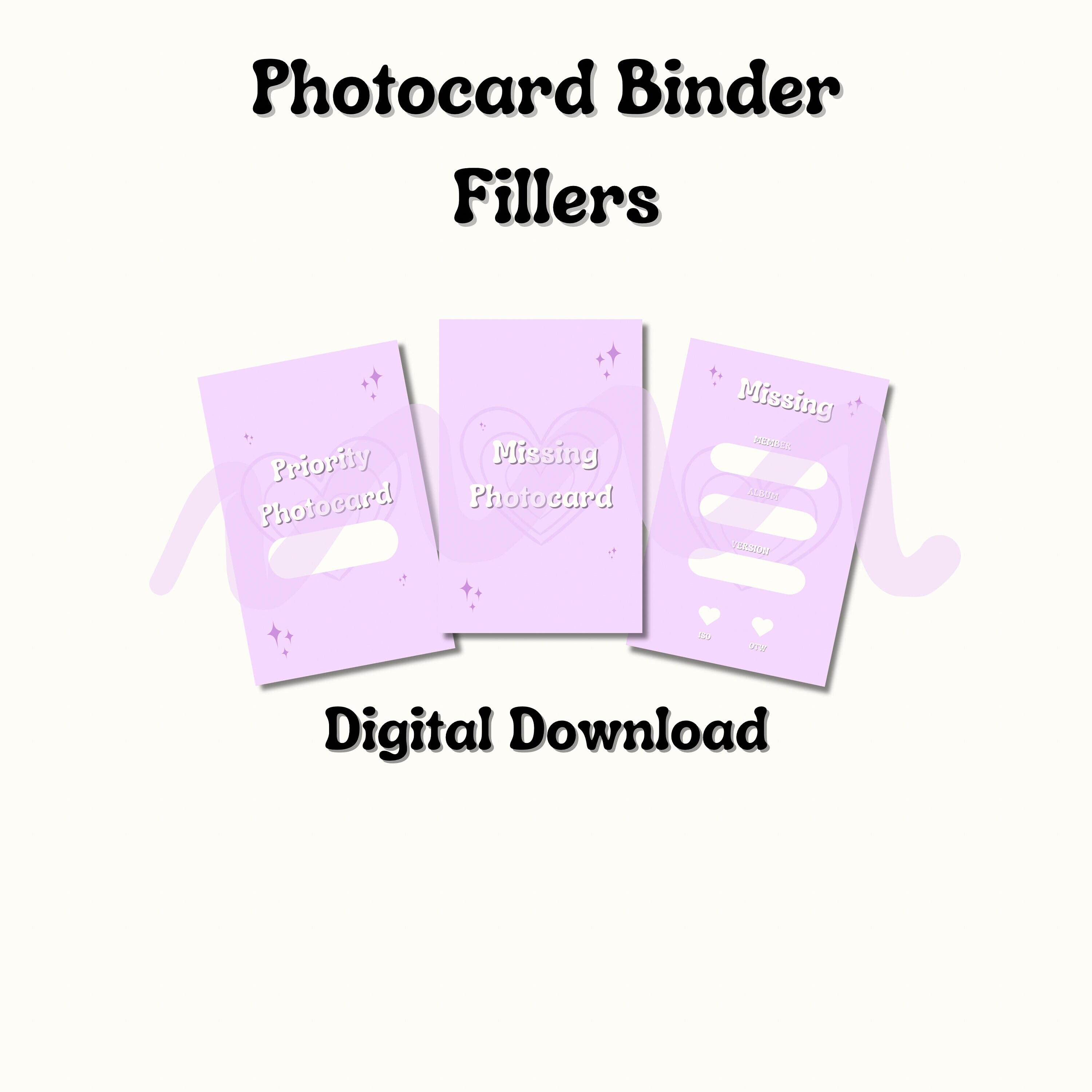 DIGITAL DOWNLOAD Photocard Binder Fillers Purple Set Kpop Purple Purple ...