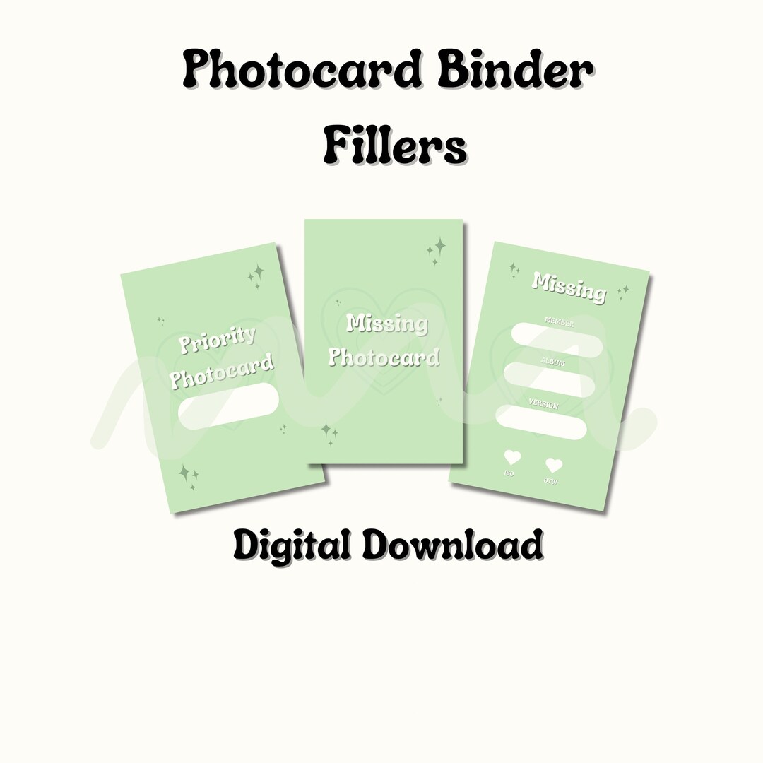 DIGITAL DOWNLOAD Photocard Binder Fillers Green Set Kpop Green Green ...