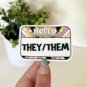Hello, My Pronouns Are… Waterproof Sticker, Name Tag, Pronoun Tags ...