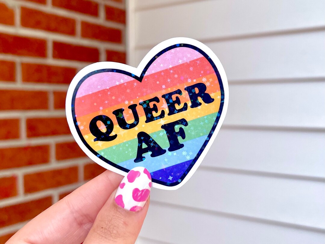 Holographic Queer AF Waterproof Sticker, Pride Stickers, LGBTQ+ Gifts ...