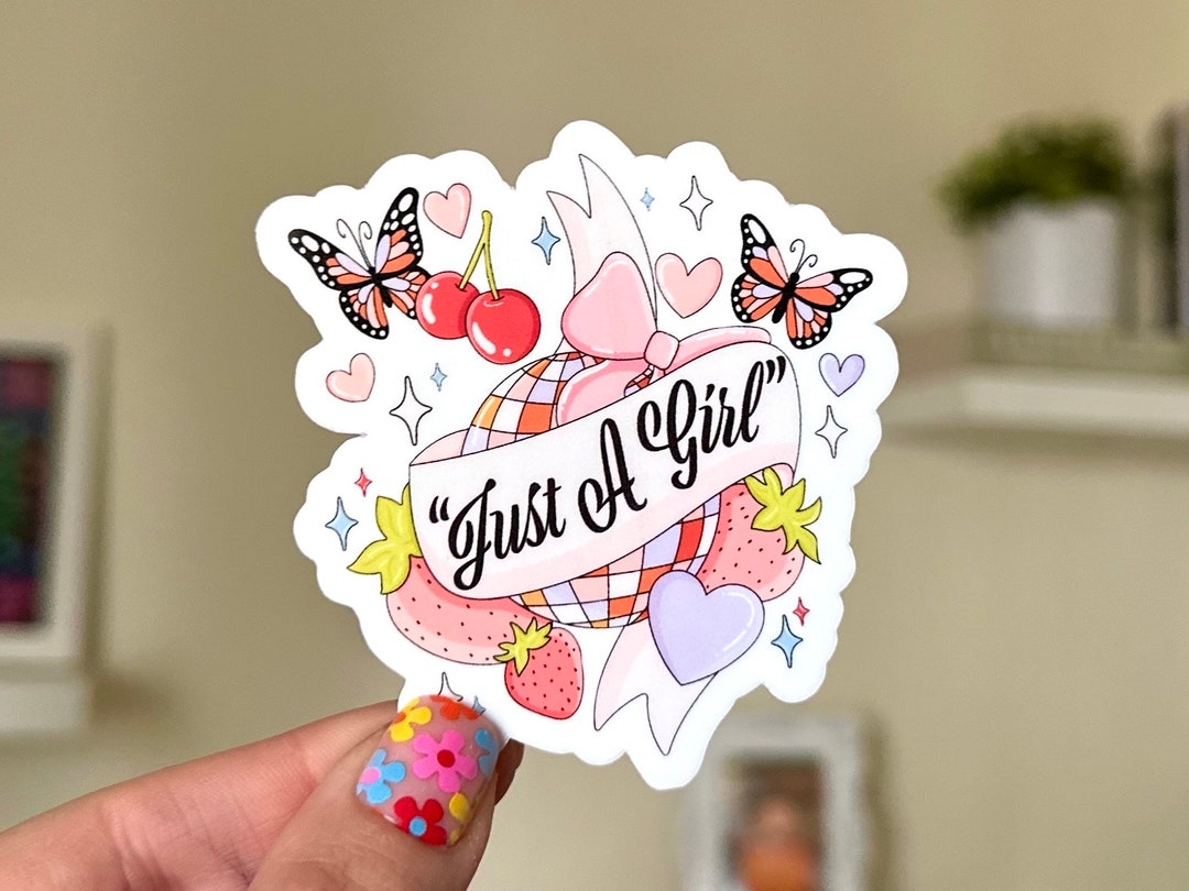 Just A Girl Waterproof Sticker, Pretty Girly Gifts, Trendy Stickers ...