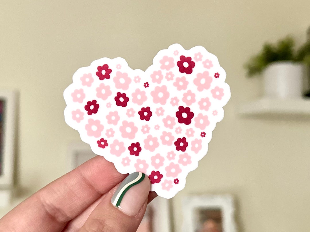 Spring Flower Heart Waterproof Sticker, Trendy Stickers, Popular Decal ...