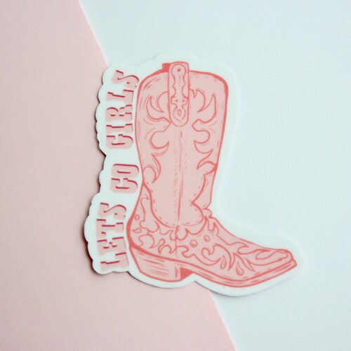 Lets Go Girls Waterproof Sticker Cowgirl Boot Sticker - Etsy