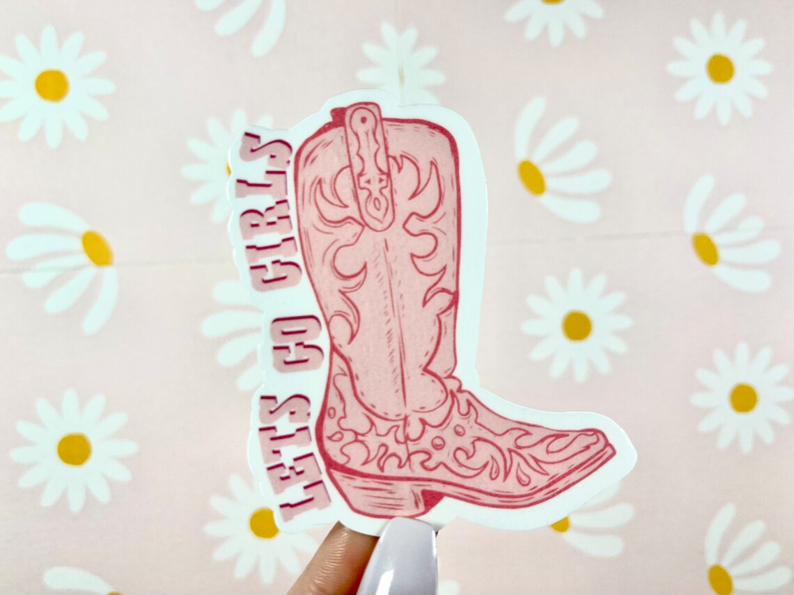 Lets Go Girls Waterproof Sticker Cowgirl Boot Sticker - Etsy