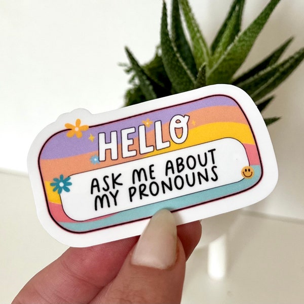 Hello My Name is Pronouns Stickers - Etsy