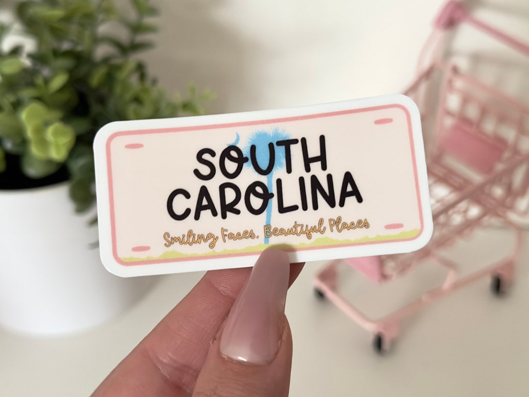 South Carolina Plate Waterproof Sticker, SC Gifts, Smiling Faces ...