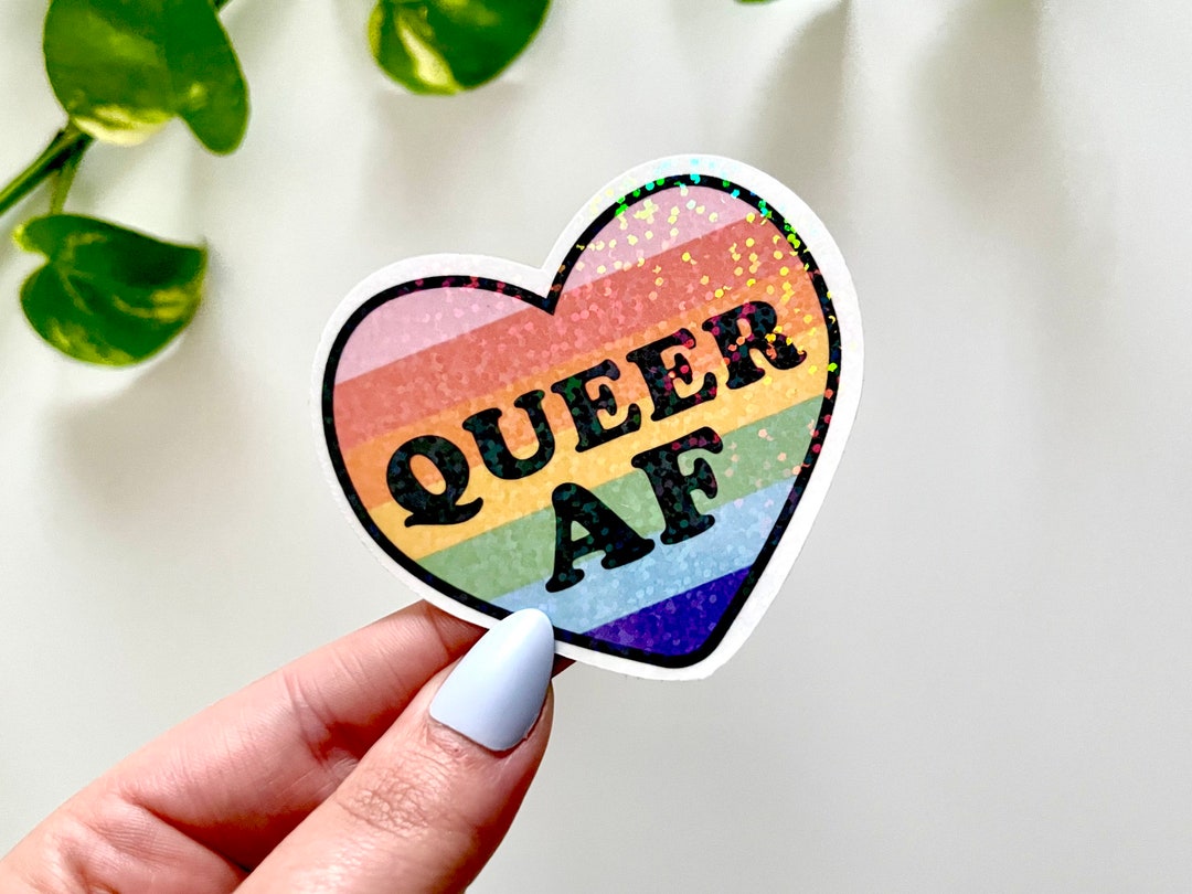 Holographic Queer AF Waterproof Sticker, Pride Stickers, LGBTQ Gifts ...