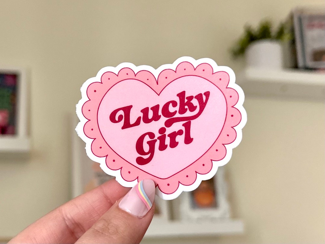 Lucky Girl Heart Waterproof Sticker, Everything Works Out for Me ...