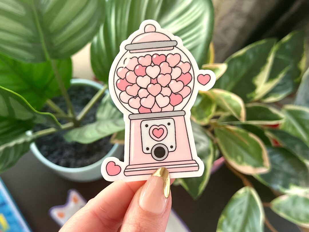 Heart Gumball Machine Sticker: Waterproof Handdrawn Art - Etsy