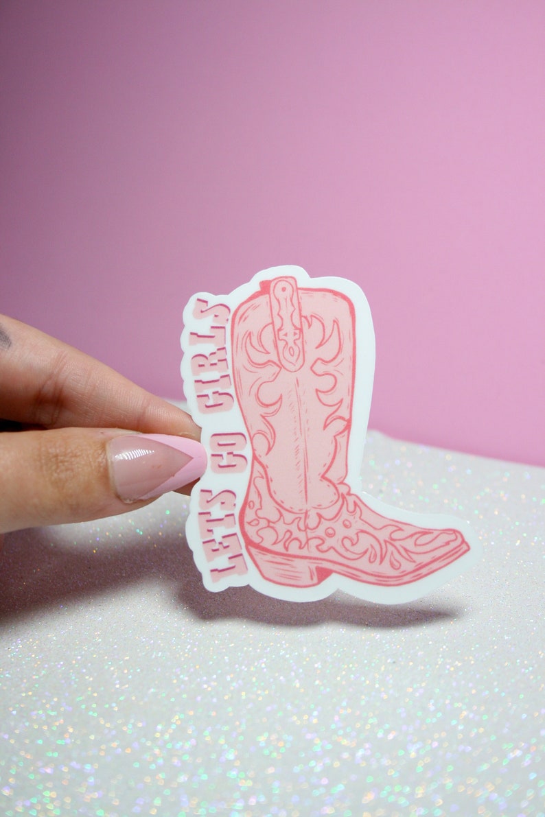 Lets Go Girls Waterproof Sticker Cowgirl Boot Sticker - Etsy