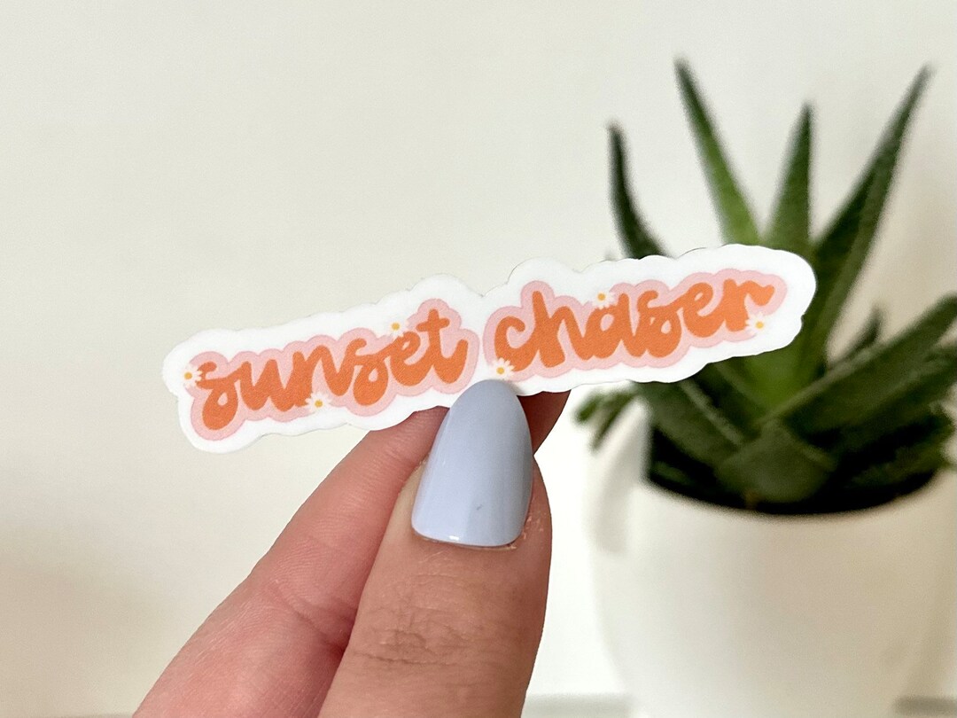 Sunset Chaser Waterproof Sticker, Sunset Art, Sunset Sticker, Cute ...