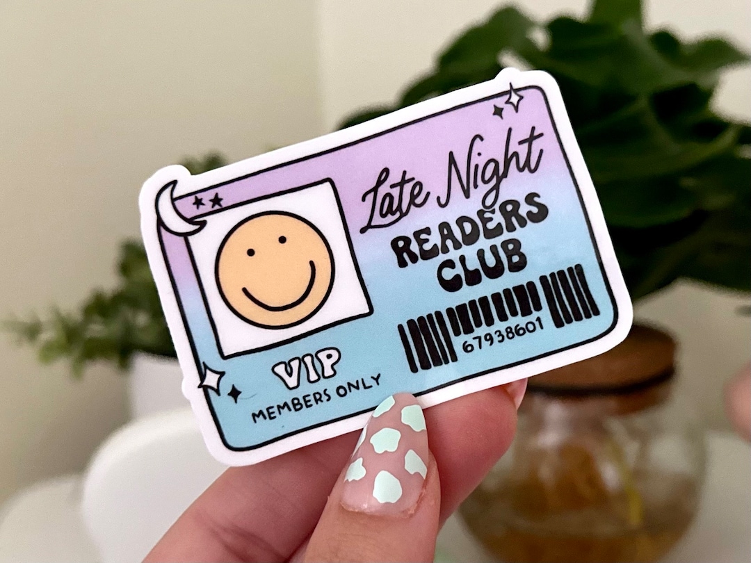 Late Night Readers Club Waterproof Sticker, Book Stickers, Gifts for ...