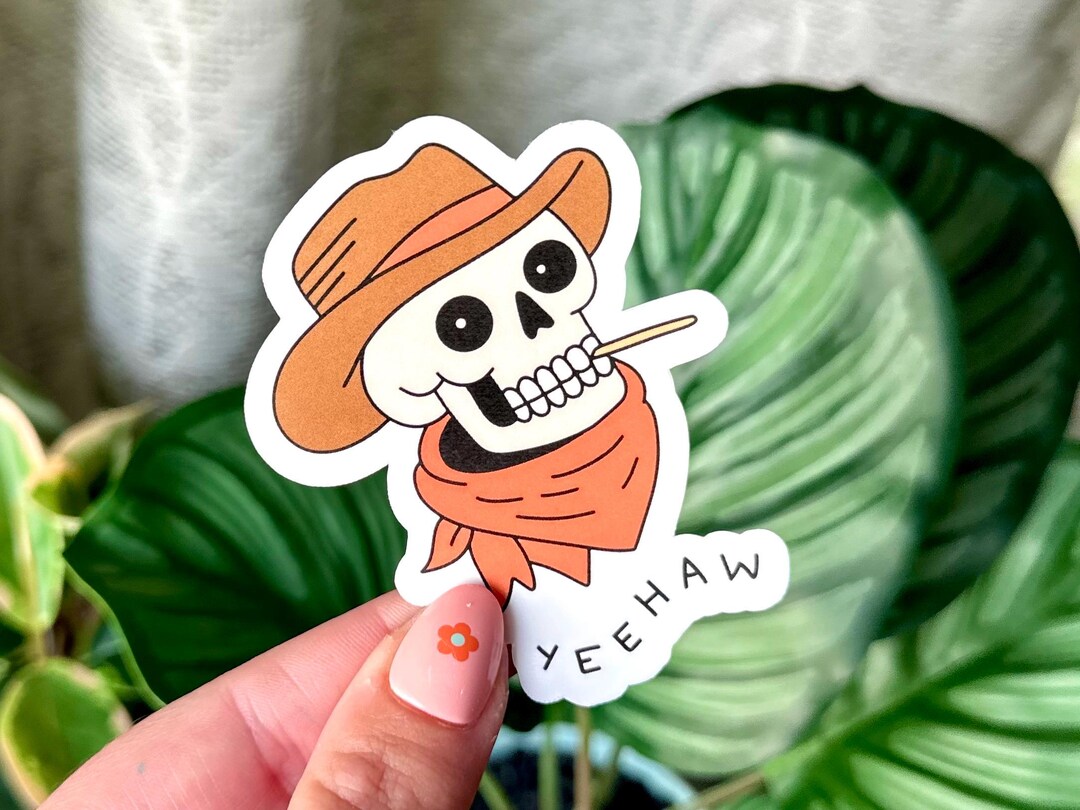 Yeehaw Skeleton Waterproof Sticker: Retro Western Decal - Etsy
