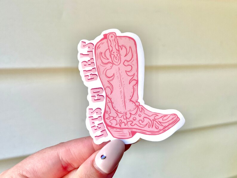 Lets Go Girls Waterproof Sticker Cowgirl Boot Sticker - Etsy