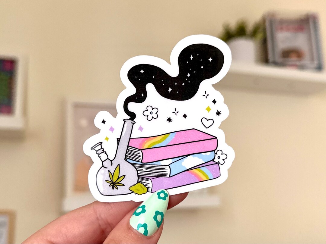 Books & Bongs Waterproof Sticker, 420 Friendly Laptop Sticker, Bud Lady ...