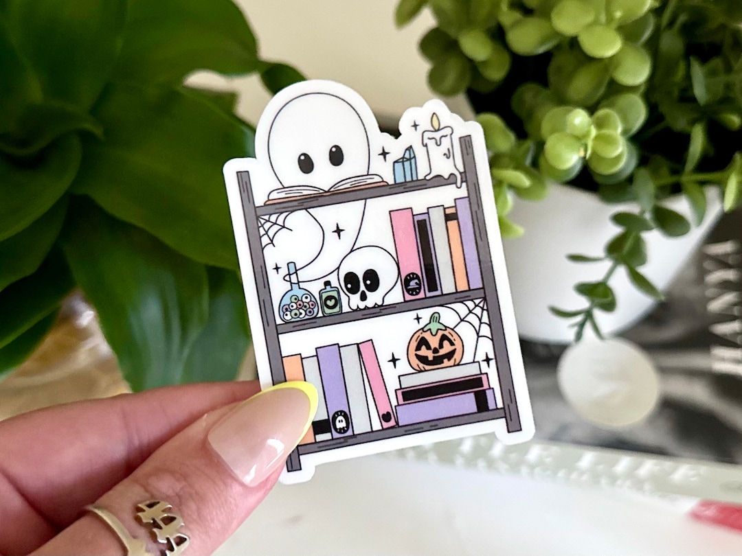 Spooky Ghost Shelf Waterproof Sticker, Book Stickers, Gifts for Readers ...