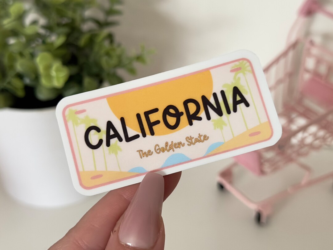 California Plate Waterproof Sticker, CA Gifts, the Golden State ...