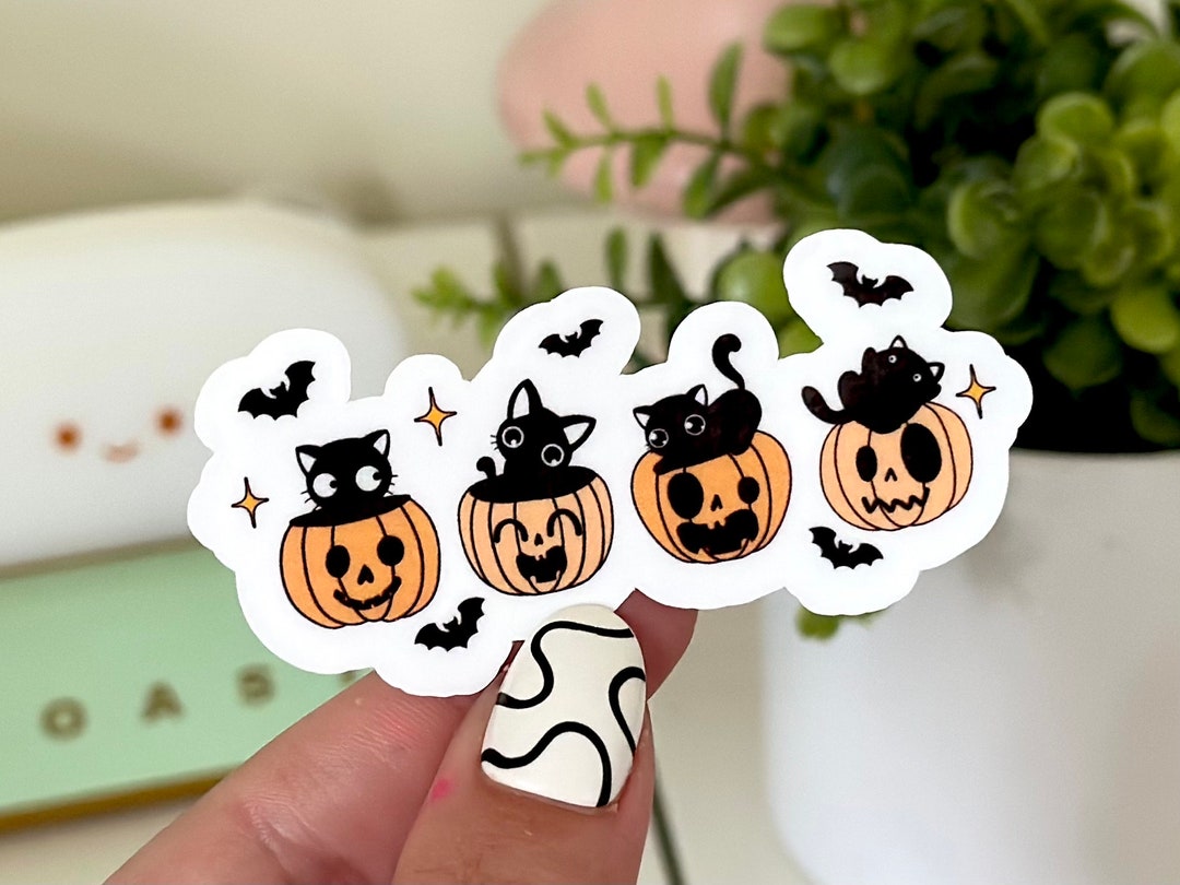 Spooky Black Cats Waterproof Sticker, Trendy Sticker, Popular Stickers ...