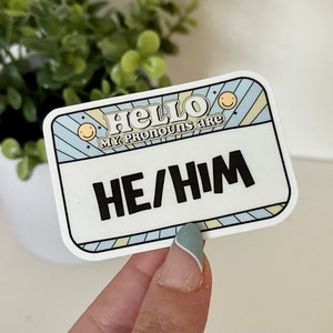 Hello, My Pronouns Are… Waterproof Sticker, Name Tag, Pronoun Tags ...