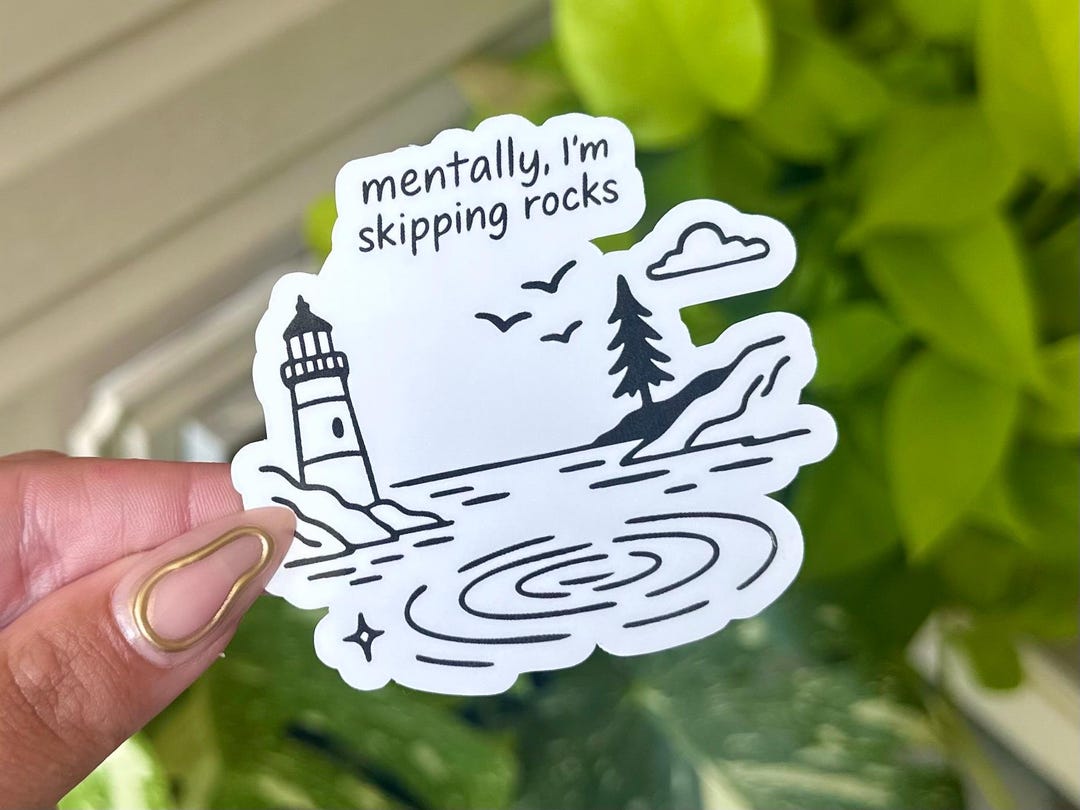 Skipping Rocks Waterproof Sticker: Mental Health Positivity Art - Etsy