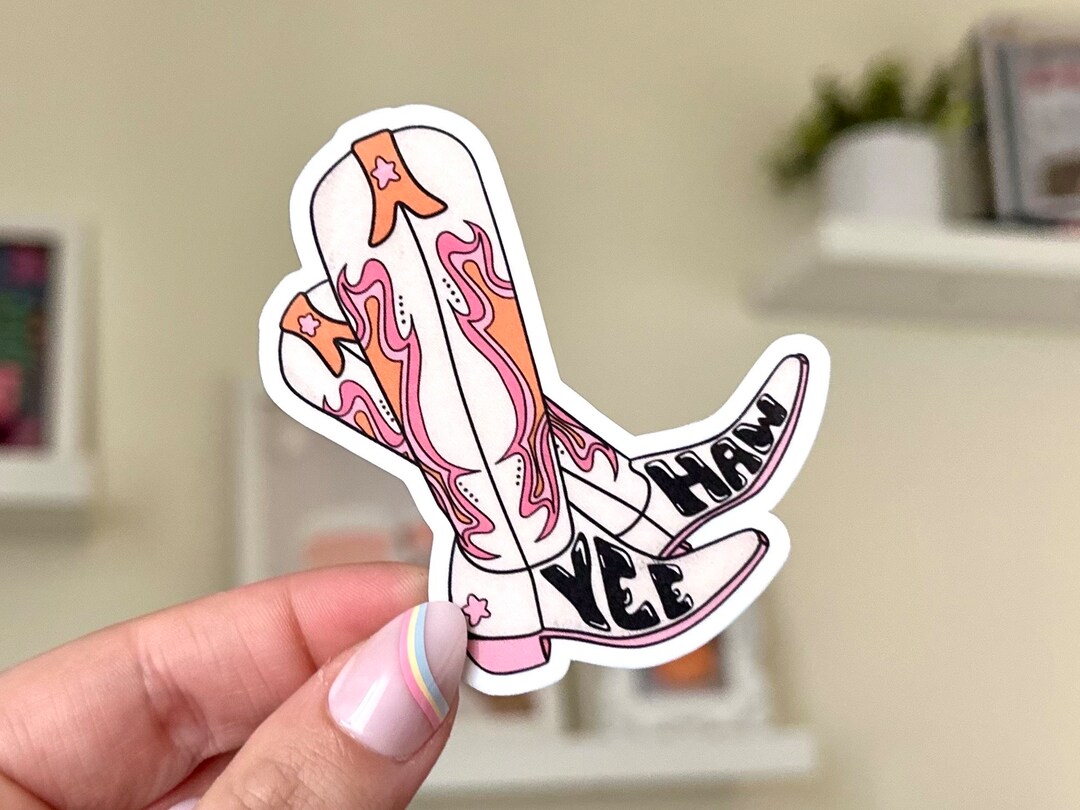 Yeehaw Boots Waterproof Sticker, Retro Stickers, Tumbler Decal ...
