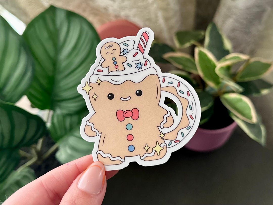 Gingerbread Man Mug Waterproof Sticker, Christmas Shows, Funny Movie ...