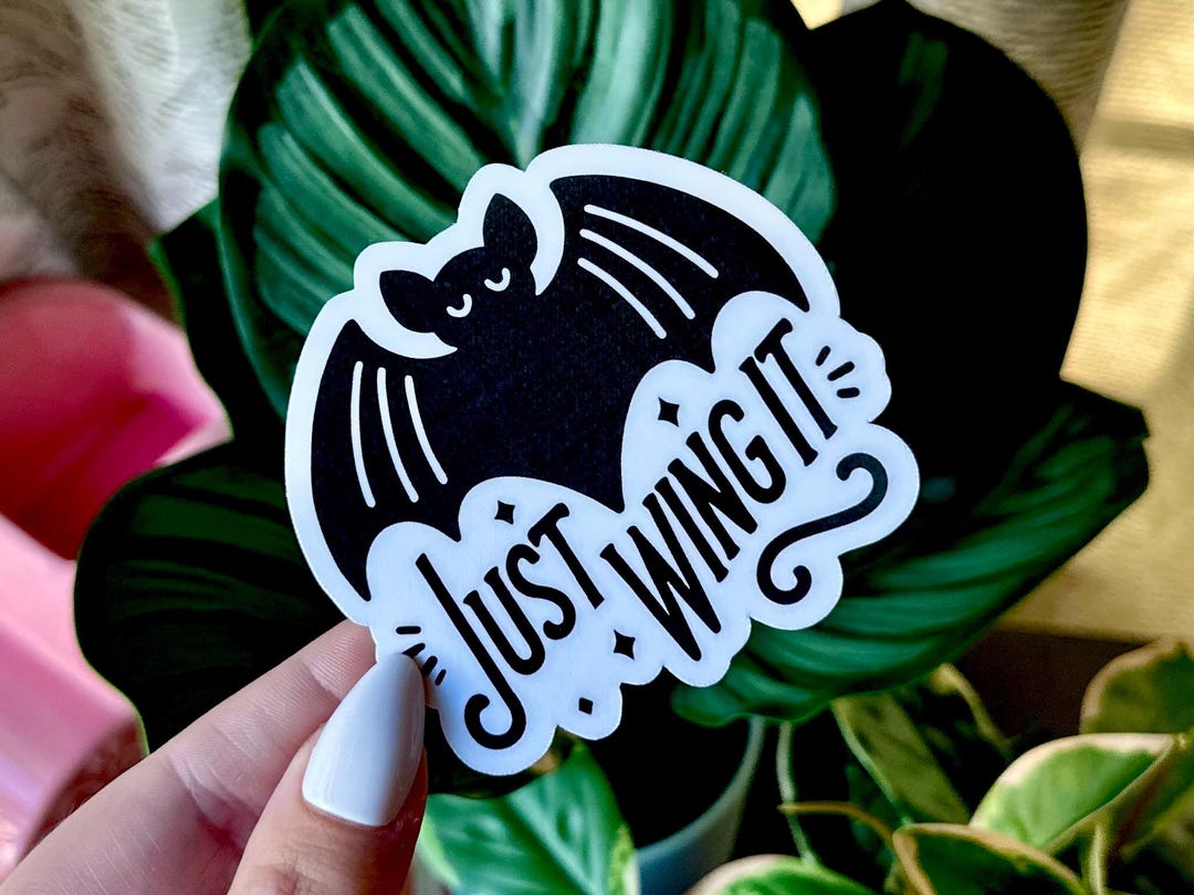 Just Wing It Waterproof Sticker, Halloween Stickers, Spooky Decals ...