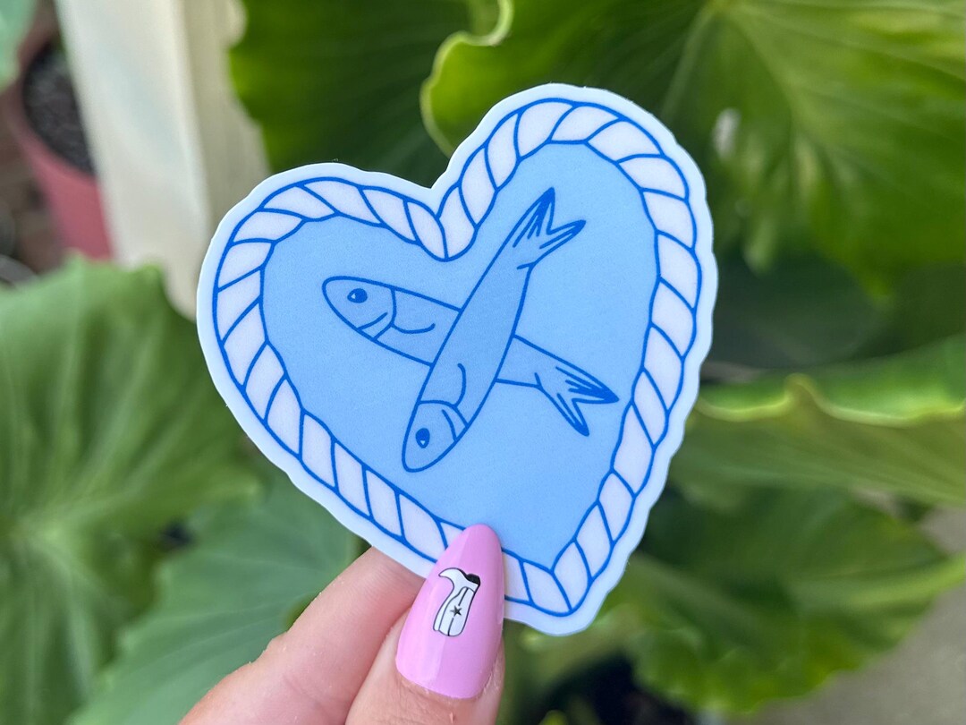 Fish Frame Waterproof Sticker, Mental Health Stickers, Handdrawn Art ...